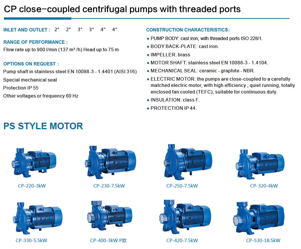 CP close-coupled centrifugal pumps with threaded ports - 浙江澳滨泵业有限公司